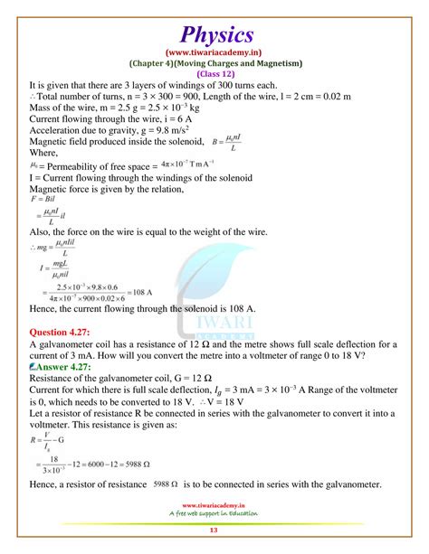 Ncert Solutions For Class 12 Physics Chapter 4 In Hindi And English