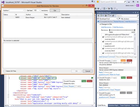 review assistant main window devart review assistant is a code