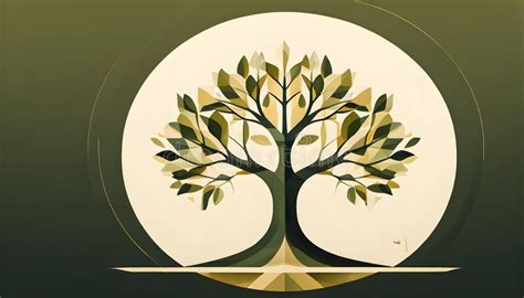 Abstract Geometric Tree With A Circular Canopy And A Rectangular Trunk