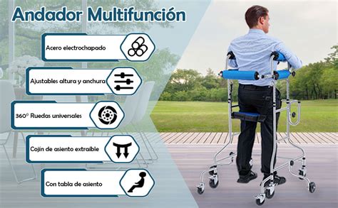 Andadera Para Adulto Con Asientoaltura Y Ancho Ajustables8 Ruedas