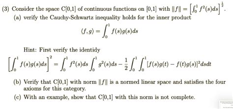 solved 3 consider the space c[0 1] of continuous functions