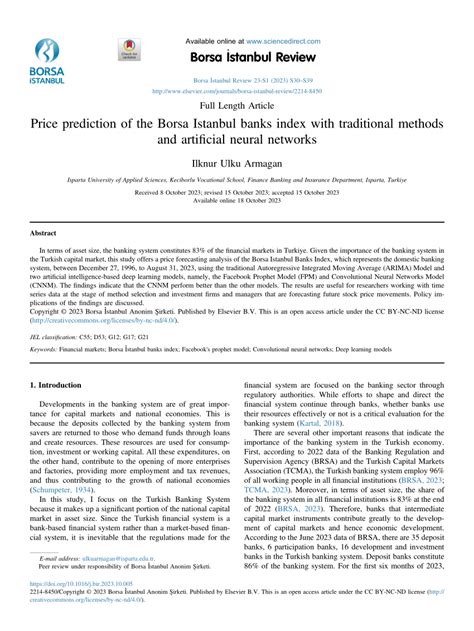 Pdf Price Prediction Of The Borsa Istanbul Banks Index With Traditional Methods And Artificial