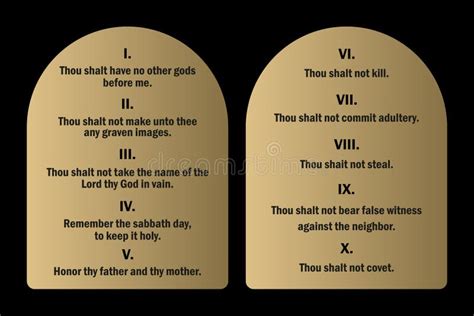 Stone Tablets With The Ten Commandments Of God In English Vector Illustration Eps 10 Stock