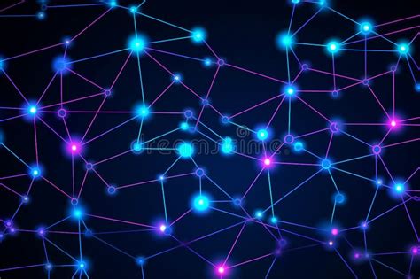 Ethereal Neon Blockchain Nodes In Dark Blue And Azure Futuristic