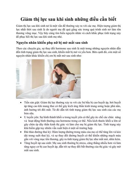 PPT Giảm thị lực sau khi sinh những điều cần biết PowerPoint Presentation ID 12544480