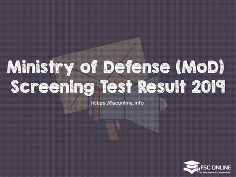 ministry of defense mod screening test result 2019