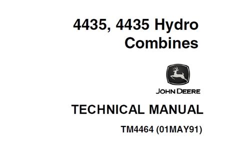 John Deere 4435 4435 Hydro Combines Technical Manual Tm4464