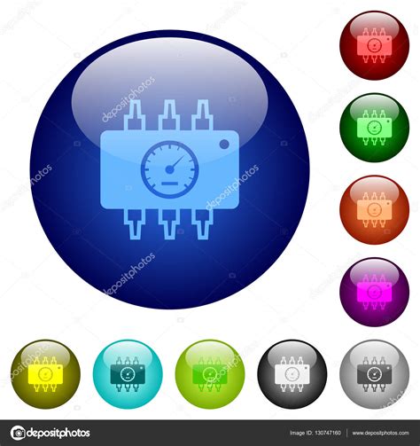 Hardware Diagnostics Color Glass Buttons Stock Vector Image By