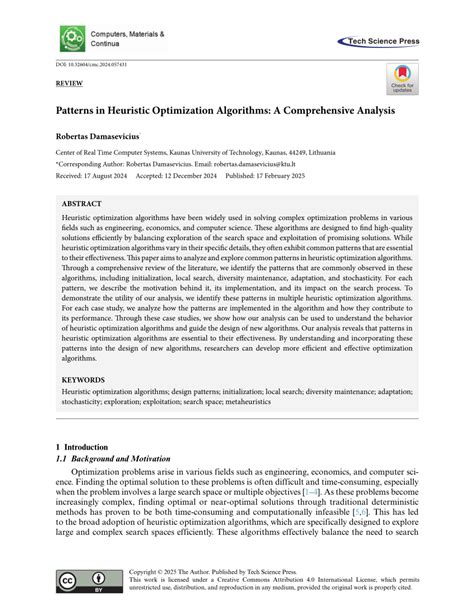 Pdf Patterns In Heuristic Optimization Algorithms A Comprehensive