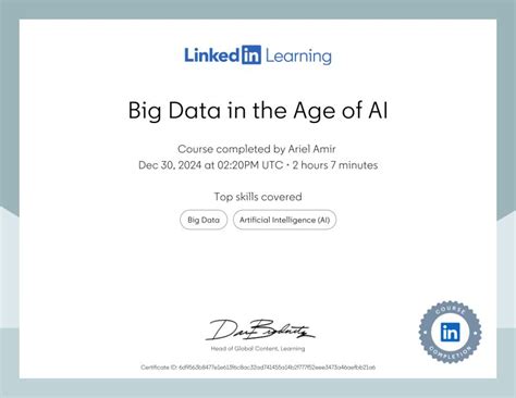 ariel amir on linkedin certificate of completion