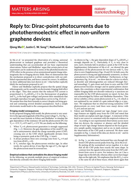 Reply To Dirac Point Photocurrents Due To Photothermoelectric Effect