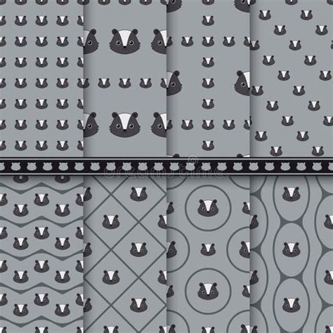 Set Of Skunk Seamless Pattern Stock Vector Illustration Of Simple Fabric 257164663