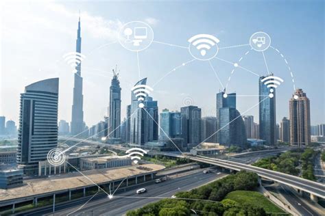 Iot And Smart City Concept Wireless Networking And Wifi Stock Illustration Illustration Of