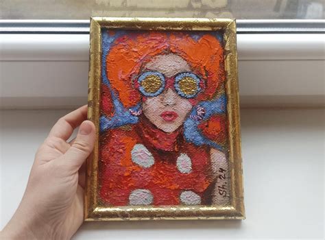 Modern Girl With Glasses Painting Female Portrait Women Original
