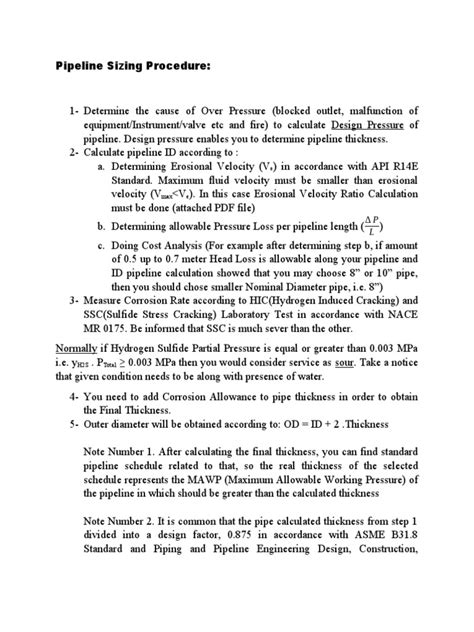 Pipeline Sizing Procedure Pdf