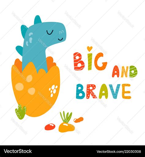 Cute Dinosaur Hatching From Egg Royalty Free Vector Image