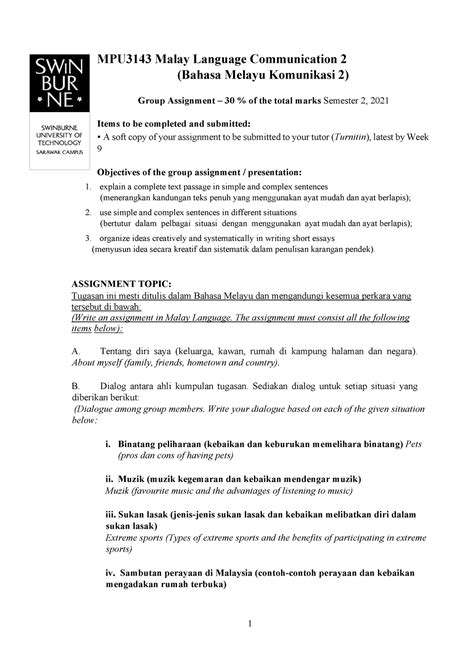 Mpu3143 Assignment Malay Language Communication Guidelines Bahasa