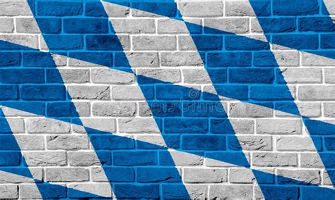 Bavaria Flag Pattern Diamond Shaped Version On Brick Wall Texture