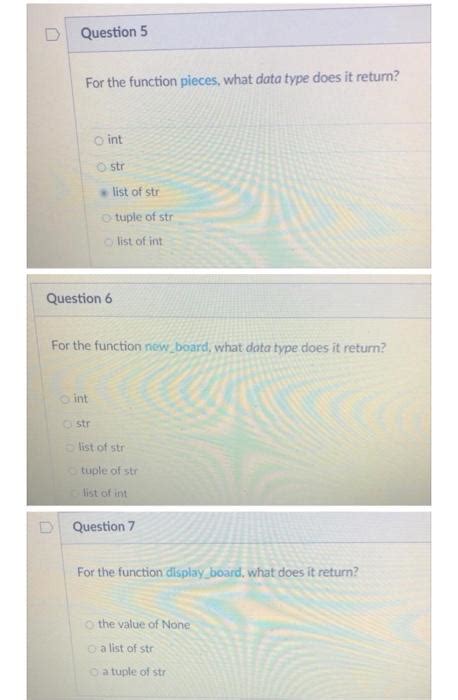 Solved For The Function Pieces What Data Type Does It