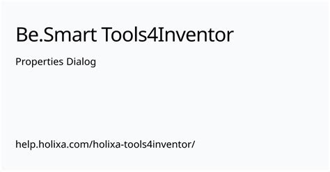 properties dialog be smart tools4inventor