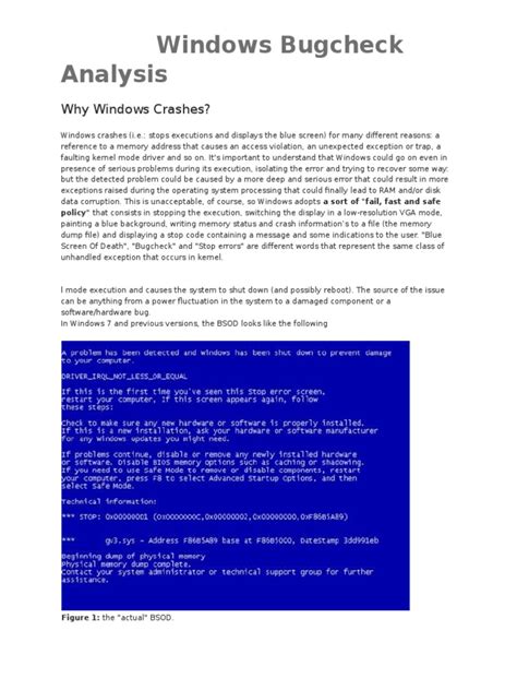 Windows Bugcheck Analysis Pdf Device Driver Kernel Operating System