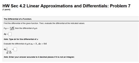 solved hw sec 4 2 linear approximations and differentials