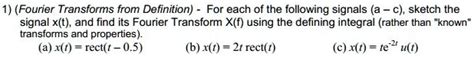 Solved Fourier Transforms From Definition For Each Of The Following Signals A C Sketch The