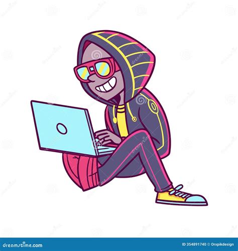 Dynamic Cartoon Cyber Hacker Character Illustration Stock Vector Dynamic Cartoon Cyber Hacker Character Illustration Stock Vector