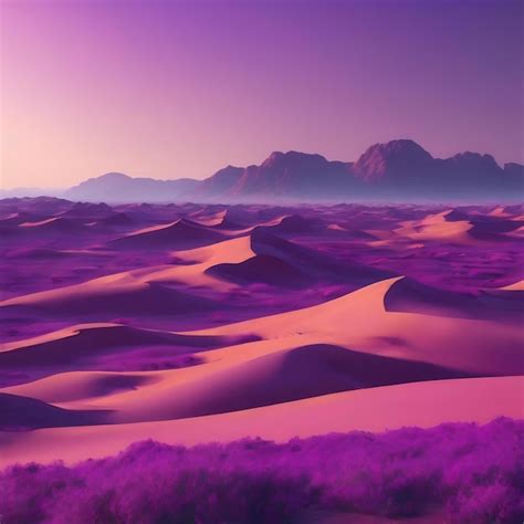 Landscape Purple Desert 3d Render Clear Sky Premium Ai Generated Image