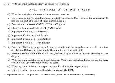 Solved For The Implementing The Circuit Questions Use Clear