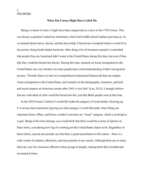Week 5 Paper Essay You Decide What The Census Might Have Called Me Being A Woman Of Color I