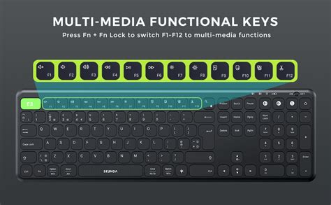 Seenda Wireless Backlit Keyboard Multi Device Bluetooth Illuminated Keyboard Rechargeable 7