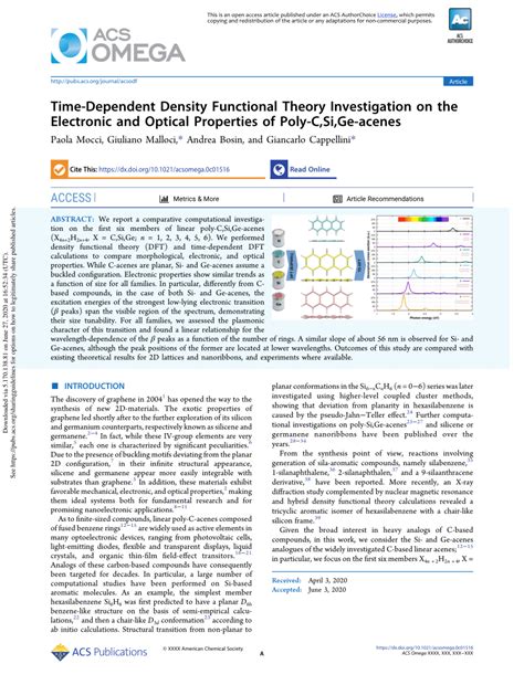 Pdf Time Dependent Density Functional Theory Investigation On The Electronic And Optical