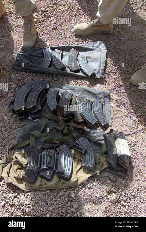 Captured Iraqi Ammunition Magazines Are Displayed After Us Marine Corps