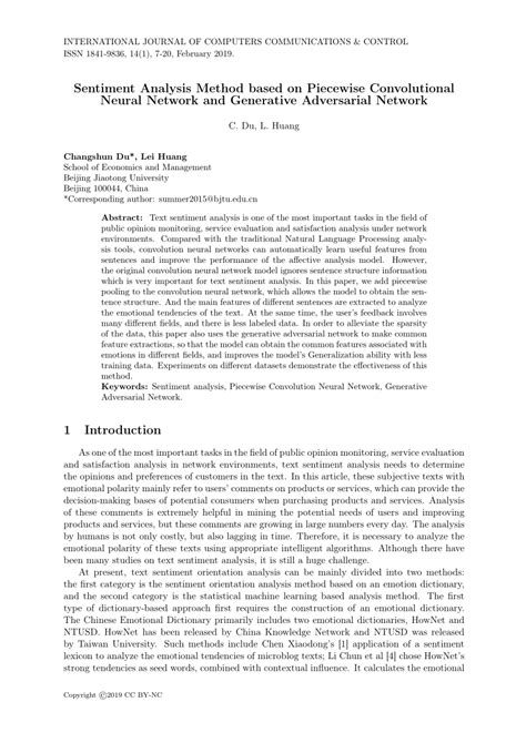 Pdf Sentiment Analysis Method Based On Piecewise Convolutional Neural Network And Generative