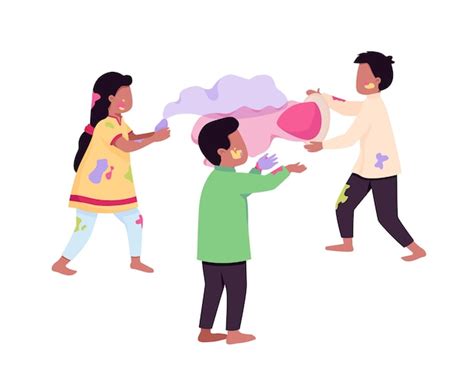 만화 친구 Holi 축제 배경 무료 벡터