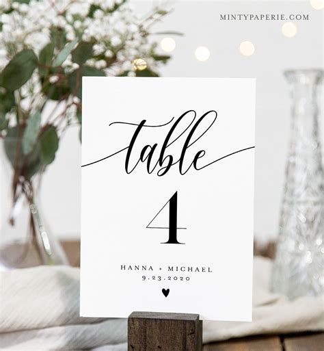 Wedding Table Numbers Template