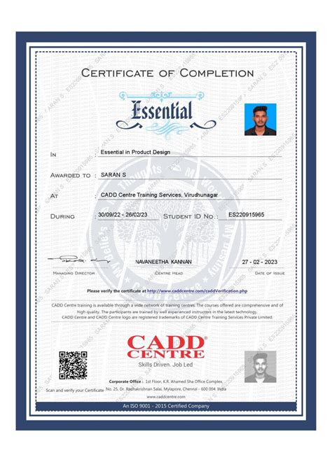 Saran Sundararaja Moorthy On Linkedin Having Successfully Completed My Cadd Course At The