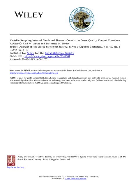 pdf variable sampling interval combined shewart cumulative score