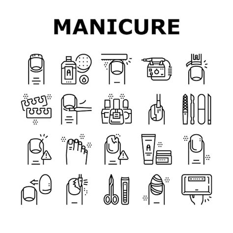Manicure And Pedicure Collection Icons Set Vector Premium Vector