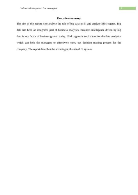 Business Intelligence Big Data Analysis With Ibm Cognos