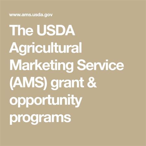 The Usda Agricultural Marketing Service Ams Grant And Opportunity Programs Marketing Services