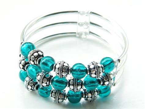 Memory Wire Braclets Memory Wire Cuff Bracelet Beaded Memory Wire