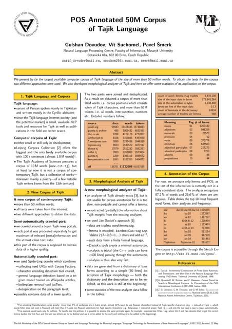 Pos Annotated 50m Corpus Of Tajik Language Pdf