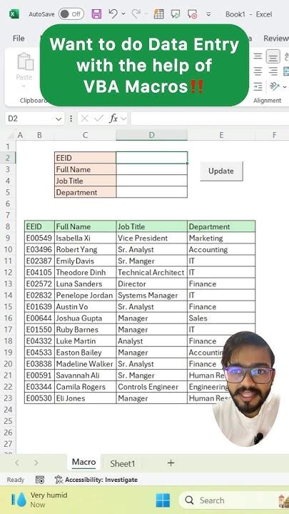 Vba Macros Data Entry In Excel‼️amazing Feature Exceltutorial