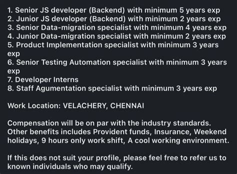 Swarnabalaa Thangaraj On Linkedin Hiring Share Work Experience Wfo
