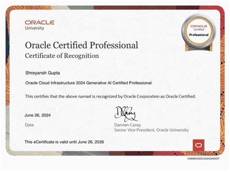 Shreyansh Gupta On Linkedin Oraclecloud Generativeai Professionaldevelopment Ai Techinnovation