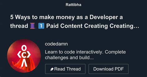 5 Ways To Make Money As A Developer A Thread 🧵 Thread From Codedamn Codedamncom Rattibha