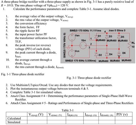 Solved Use Multisim To Answer The Following A Three Phase Bridge Rectifier With A Three Phase