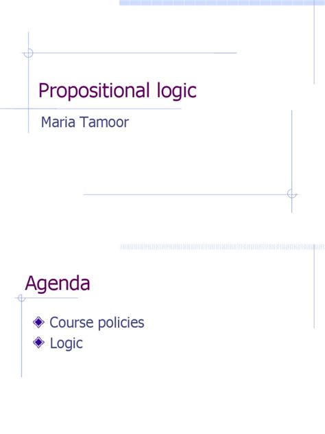 propositional logic maria tamoor pdf proposition boolean algebra